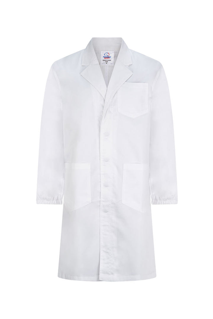 LAB COAT WHITE ELASTIC WRIST CUFF AUSTRALIA – PRESIDENT SAFETY WEAR